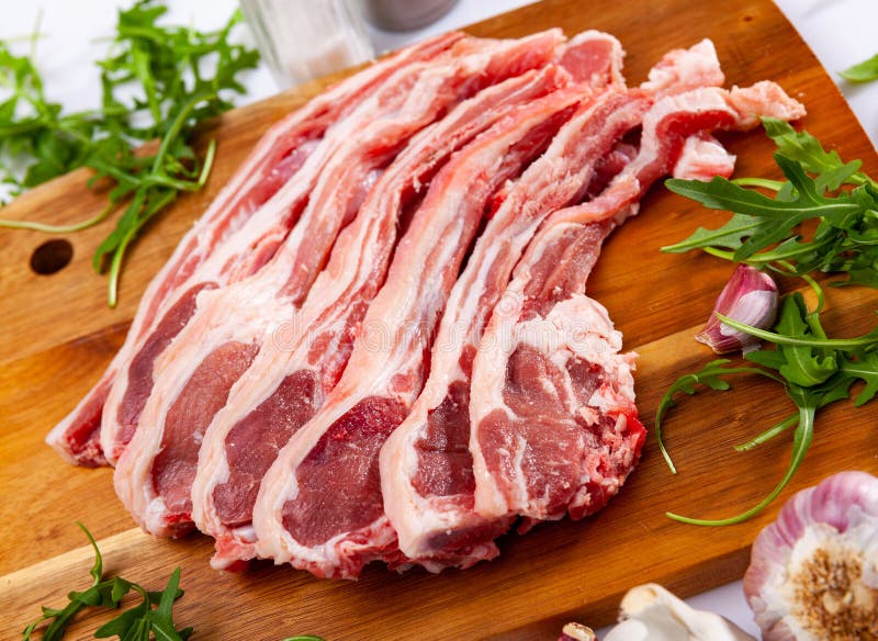 Chops of Fresh Raw Lamb Ribs Stock Image - Image of farmer, ingredient ...