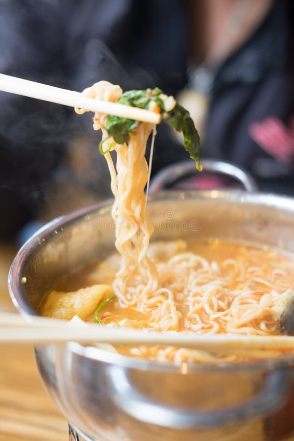 Chopsticks Hold Instant Noodle Stock Photo - Image of cuisine, food ...