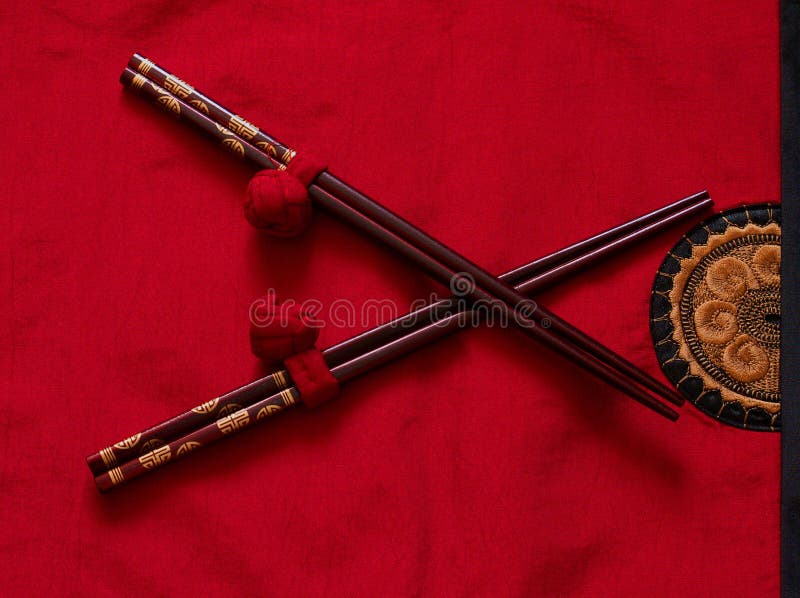 Chopsticks on red stock photo. Image of china, design, japanese - 122616