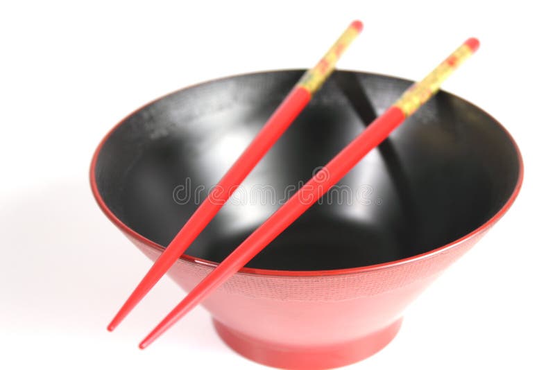 Chopsticks and Red Japanese Bowl Stock Image - Image of china, food ...