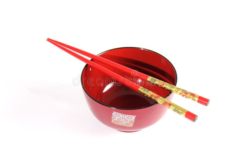 Chopsticks and Red Japanese Bowl Stock Image - Image of oriental ...