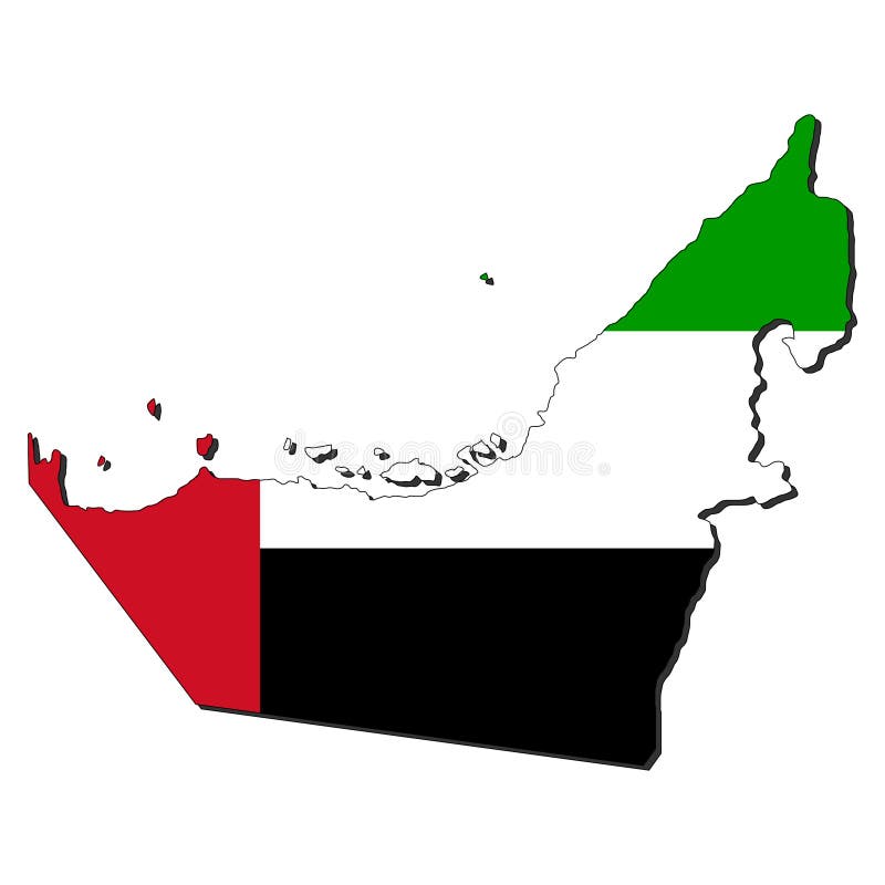 Mapa Polityczna ZEA Zjednoczonych Emiratów Arabskich Ilustracja Wektor ...