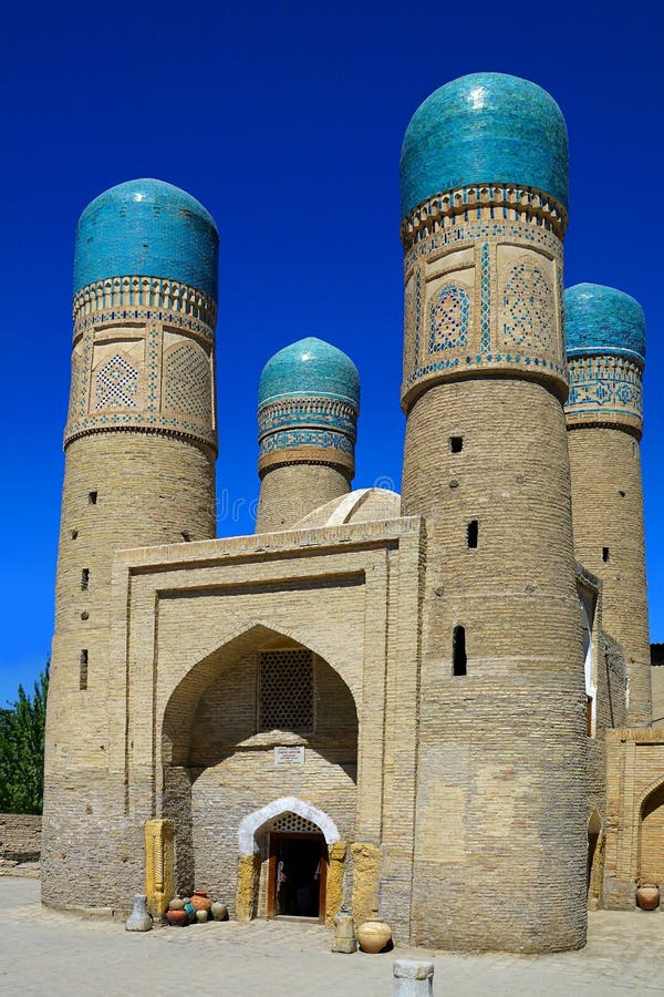 Chor Minor in Bukhara Uzbekistan Stock Photo - Image of silk, minaret ...