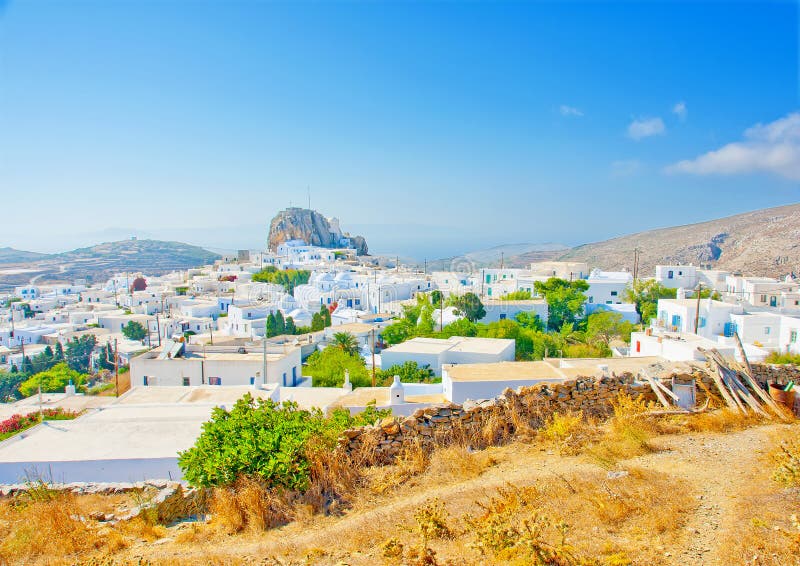 Chora of Amorgos stock image. Image of idyllic, restaurant - 40081745