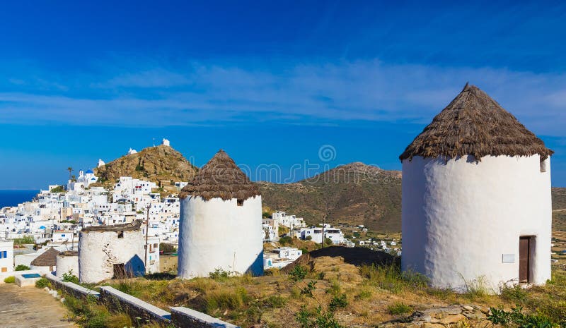 Chora Town, Ios Island, Cyclades, Aegean, Greece Stock Photo - Image of ...