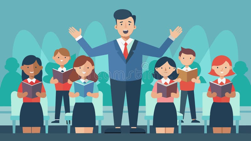 The Choral Director Stood at the Front of the Class Conducting the ...