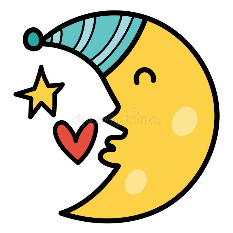 Cute Moon Character in Cartoon Style. Sweet Dreams Icon Stock Vector ...