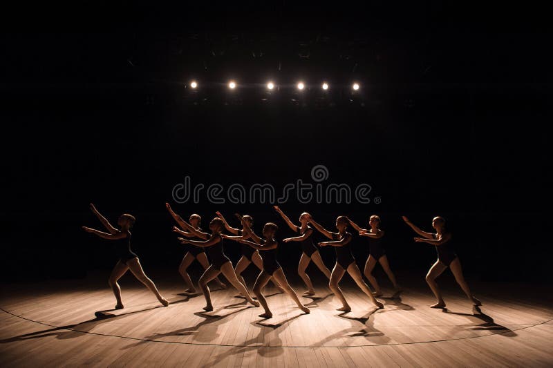 Choreographed Dance by a Group Young Ballerinas Stock Photo - Image of ...