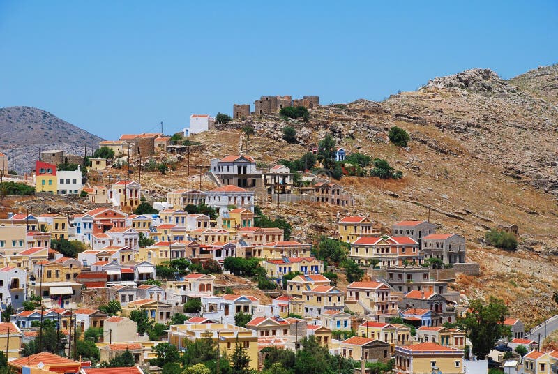 Chorio Village, Symi Island Stock Image - Image of houses, residential ...
