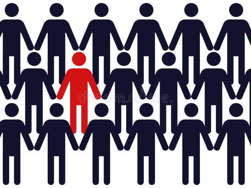One Red Special Person In A Group Pictogram Stock Vector - Illustration ...