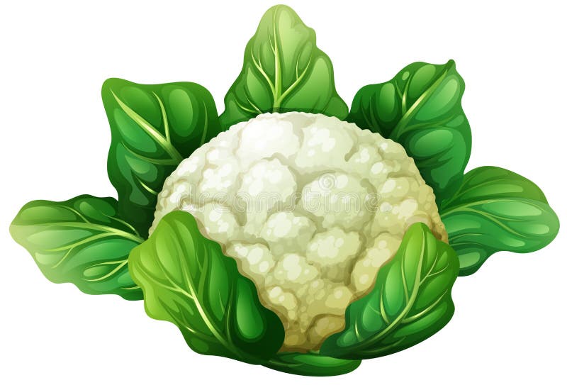 Chou-fleur Avec Les Lames Vertes Illustration de Vecteur - Illustration ...
