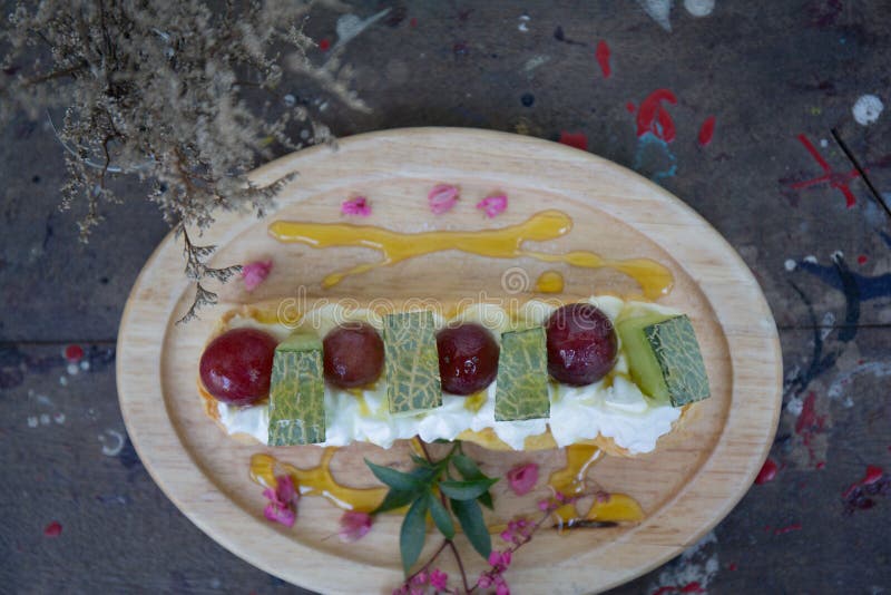 Choux Cream with Fruit, Dessert Stock Photo - Image of fresh, cuisine ...