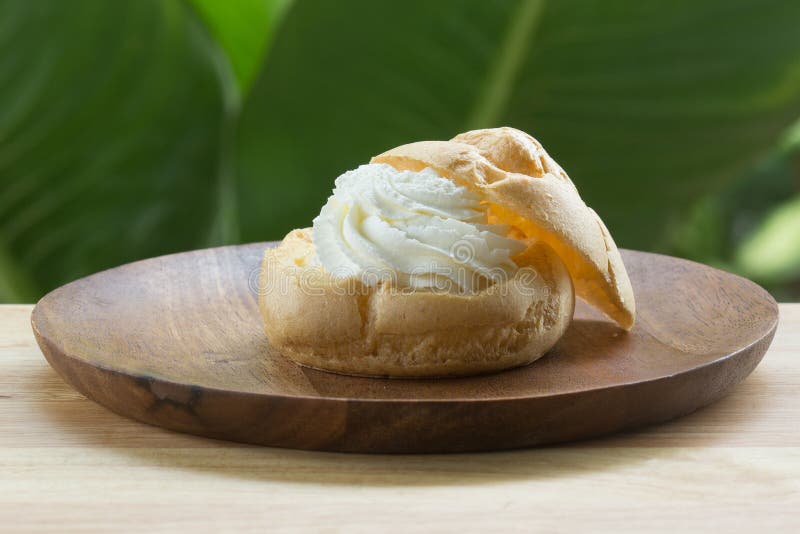 Choux Cream on plate stock image. Image of bake, creme - 75959387