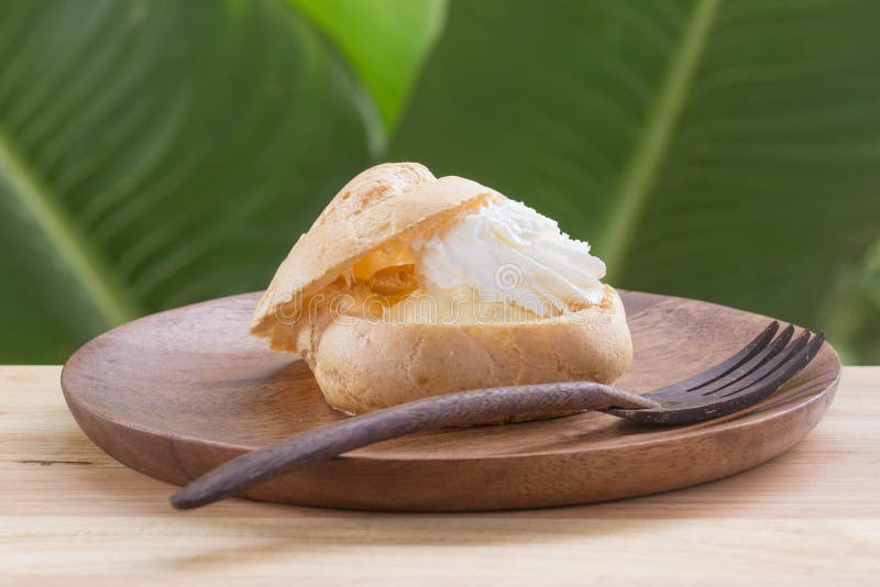 Choux Cream on plate stock photo. Image of homemade, cream - 76190658