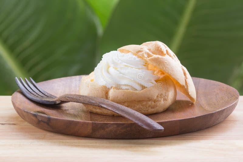 Choux Cream on plate stock image. Image of custard, dessert - 76190787