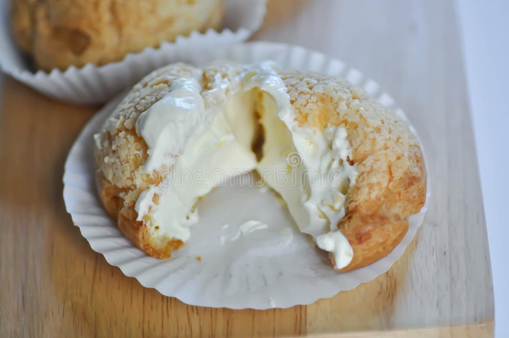 Choux Cream or Cream Puff, Eclair or Custard Choux Cream Stock Photo - Image of french, dough ...