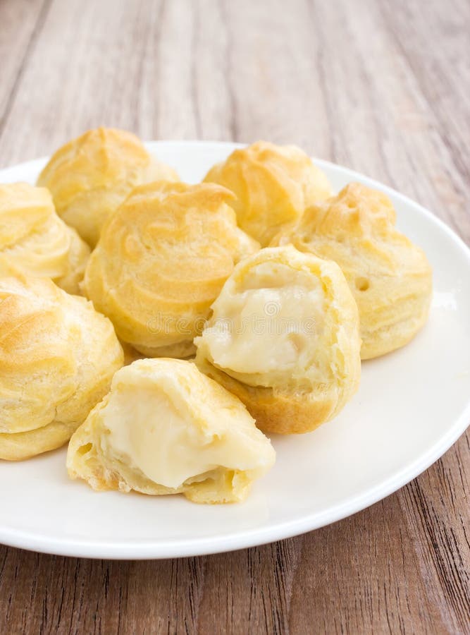 Choux Cream on White Plate. Stock Image - Image of gourmet, focus: 58897899