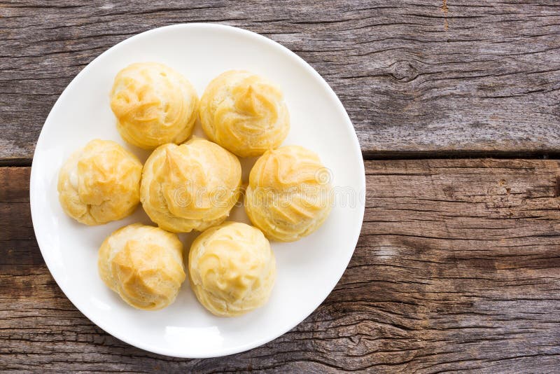 Choux Cream on White Plate. Stock Image - Image of cuisine, bakery ...