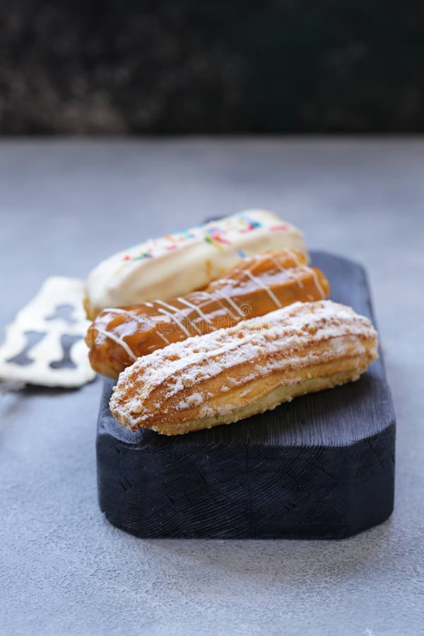 Choux pastry eclairs stock image. Image of french, closeup - 131564473