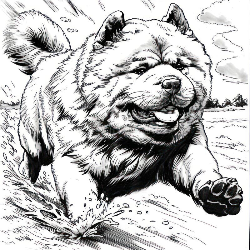 Chow Chow Dog Drawing Coloring Book Page Stock Illustration ...