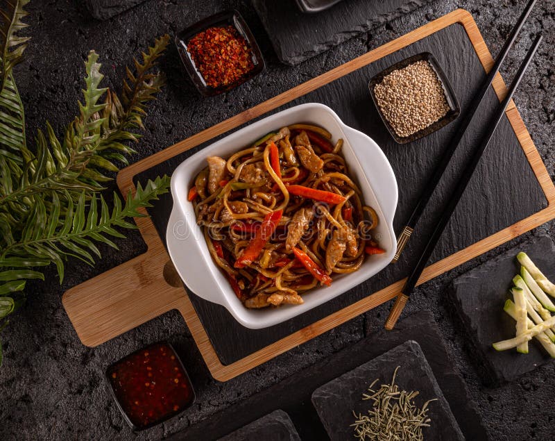 Chow mein menu stock image. Image of chop, fried, chopsticks - 206865731