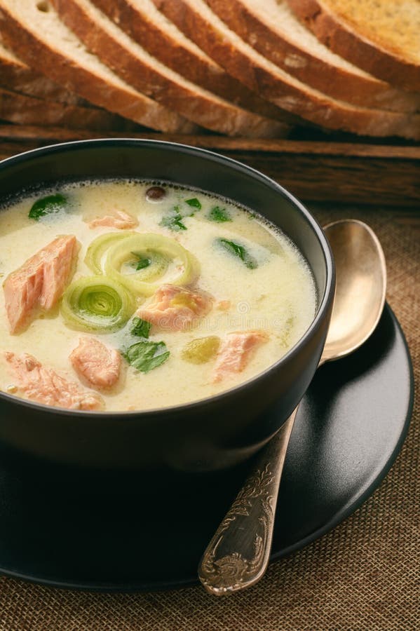Chowder Fish Soup with Rainbow Trout. Stock Image - Image of fillet ...