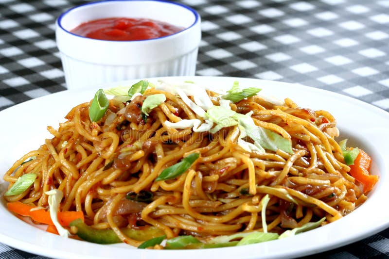 Chowmein in Plate with Sauce Stock Image - Image of style, noodles ...