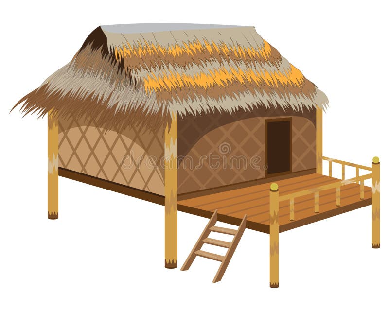 Choza aislada de la paja ilustración del vector. Ilustración de madera ...