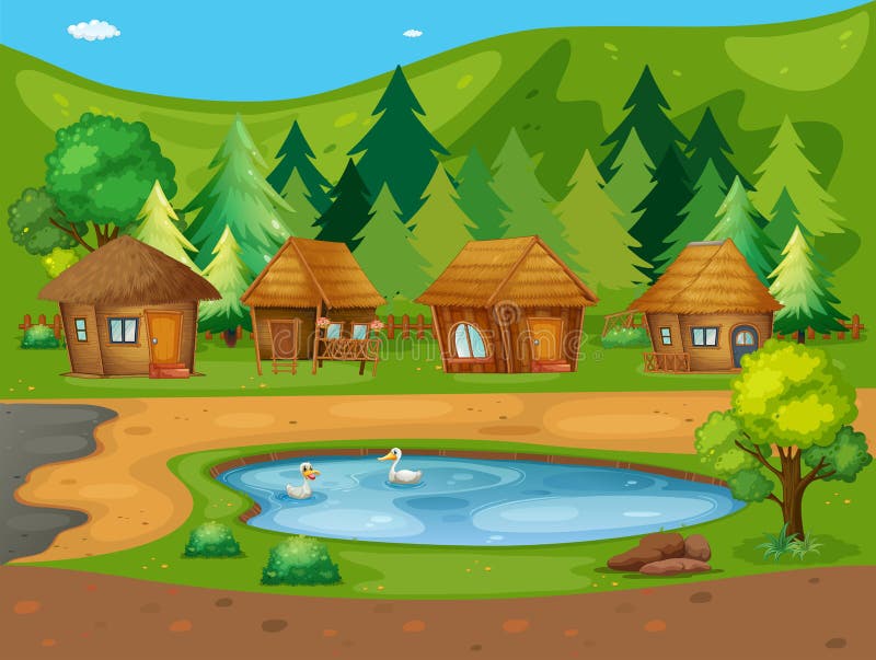 Chozas ilustración del vector. Ilustración de color, cultura - 8756098