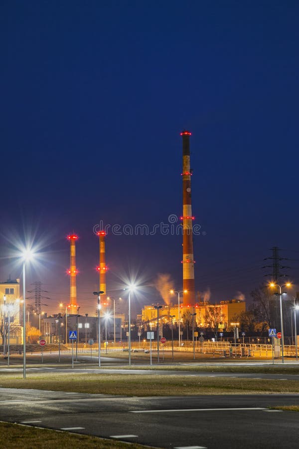 Oil rig at night stock photo. Image of industrial, industry - 26767736