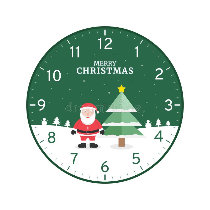 Christmas Concept Printable Clock Face Template Isolated on White ...