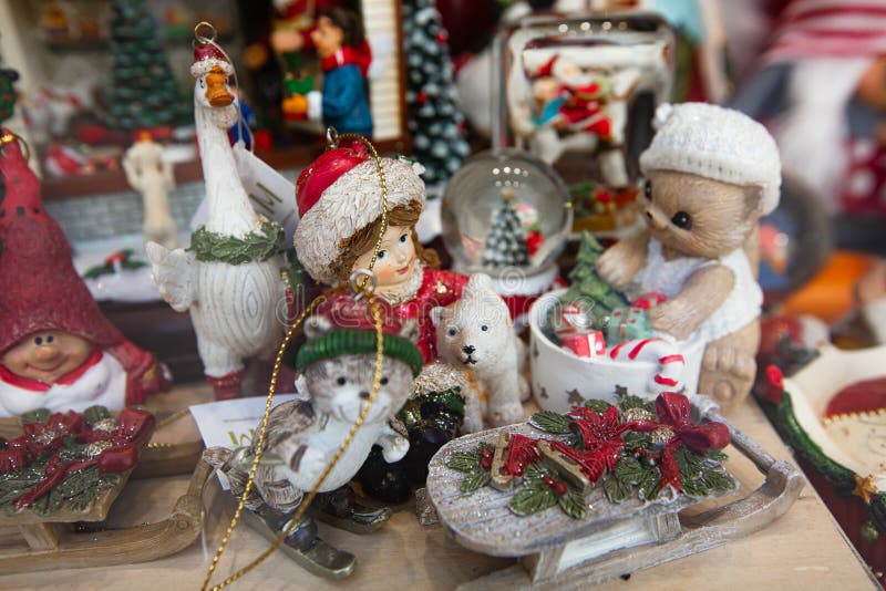 Chrismas Decor Figurines in Souvenir Shop Stock Photo - Image of giving ...