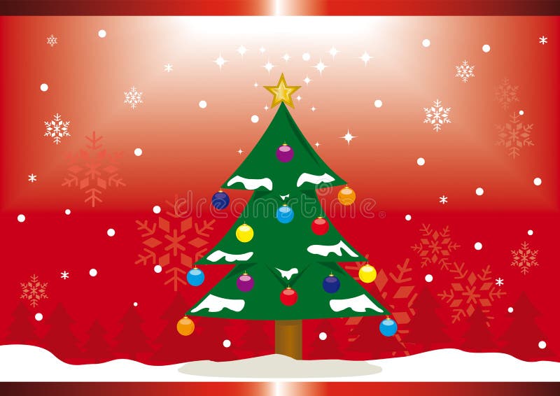 Simple Christmas Tree Scene Stock Illustration - Illustration of xmas ...