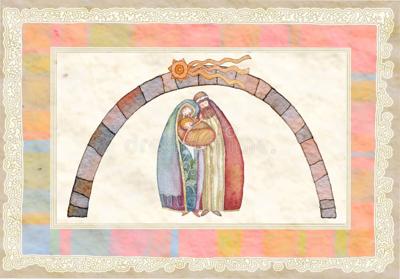 Christ Jul Jesus Joseph Mary Stock Illustrationer - Illustration av ...