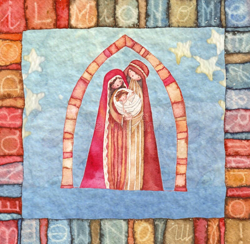 Jul: Jesus Christ Joseph, Mary Stock Illustrationer - Illustration av ...