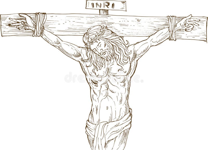Christ Kors Som Hänger Jesus Stock Illustrationer - Illustration av ...