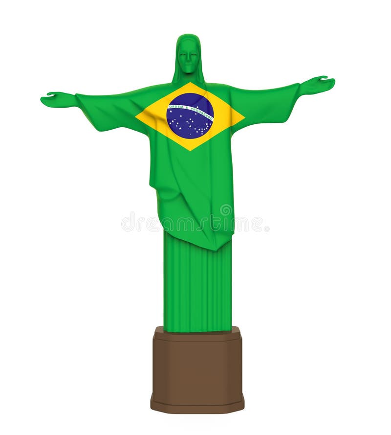Christ the Redeemer Statue with Flag of Brazil Editorial Stock Photo ...