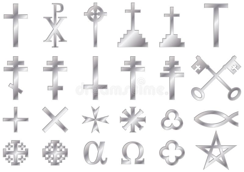 Christelijk Godsdienstig Symbolenzilver Stock Illustratie ...