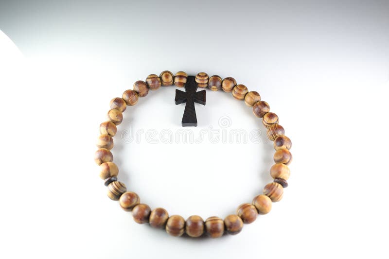 Christian Brown Wooden Cross on a White Background Stock Image - Image ...