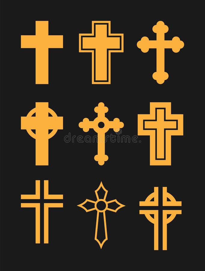 Cross set nine designs stock illustration. Illustration of designs ...
