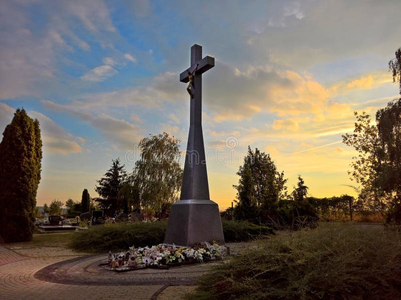 Christian Cemetery with Graves and Spaces for Cremation. Stock Photo ...