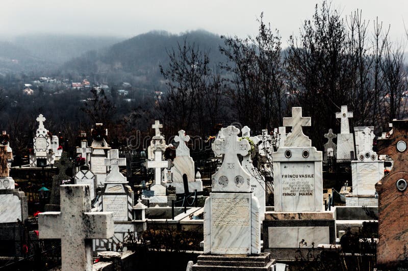 Christian Cemetery, Romania Stock Photo - Image of romanian, gravestone ...
