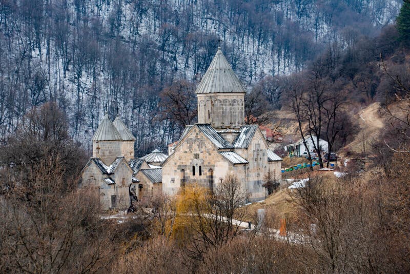 Christian Church in the Forest. Old Monastery Complex Stock Image ...