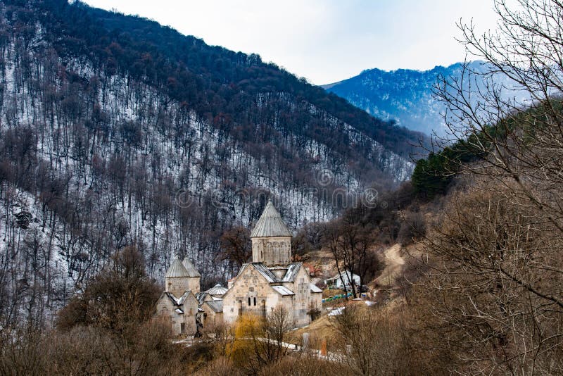 Christian Church in the Forest. Old Monastery Complex Stock Image ...