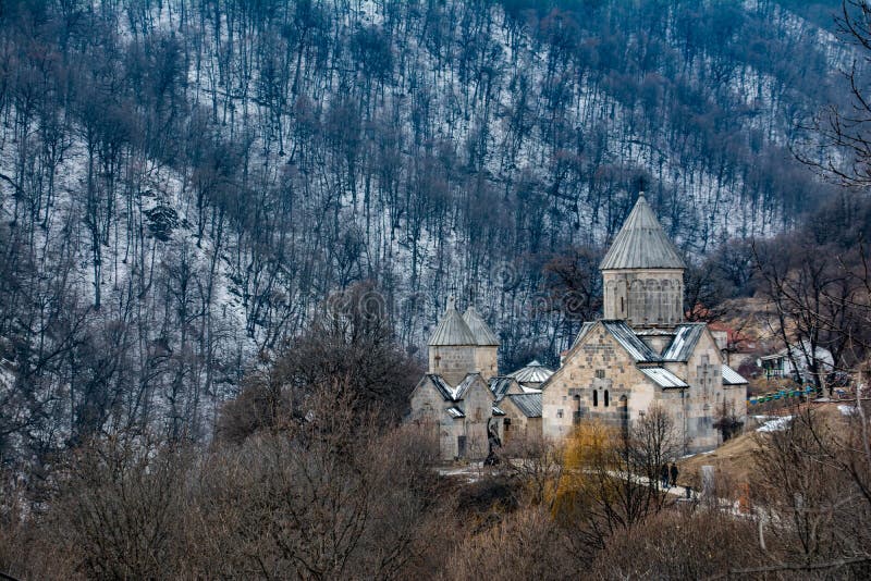 Christian Church in the Forest. Old Monastery Complex Stock Photo ...
