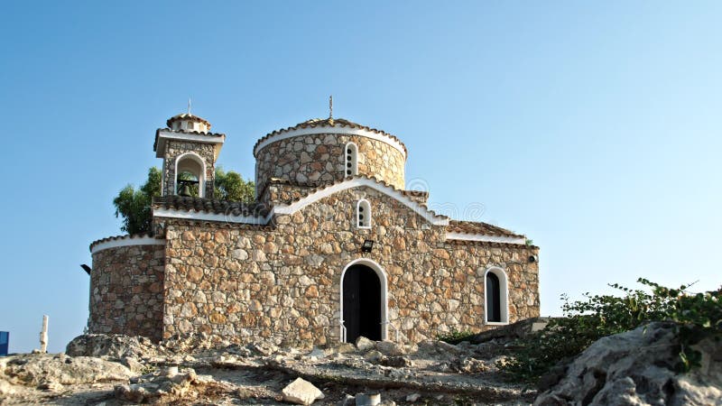 Christian Church on the Hill Front View. Cyprus Stock Image - Image of ...