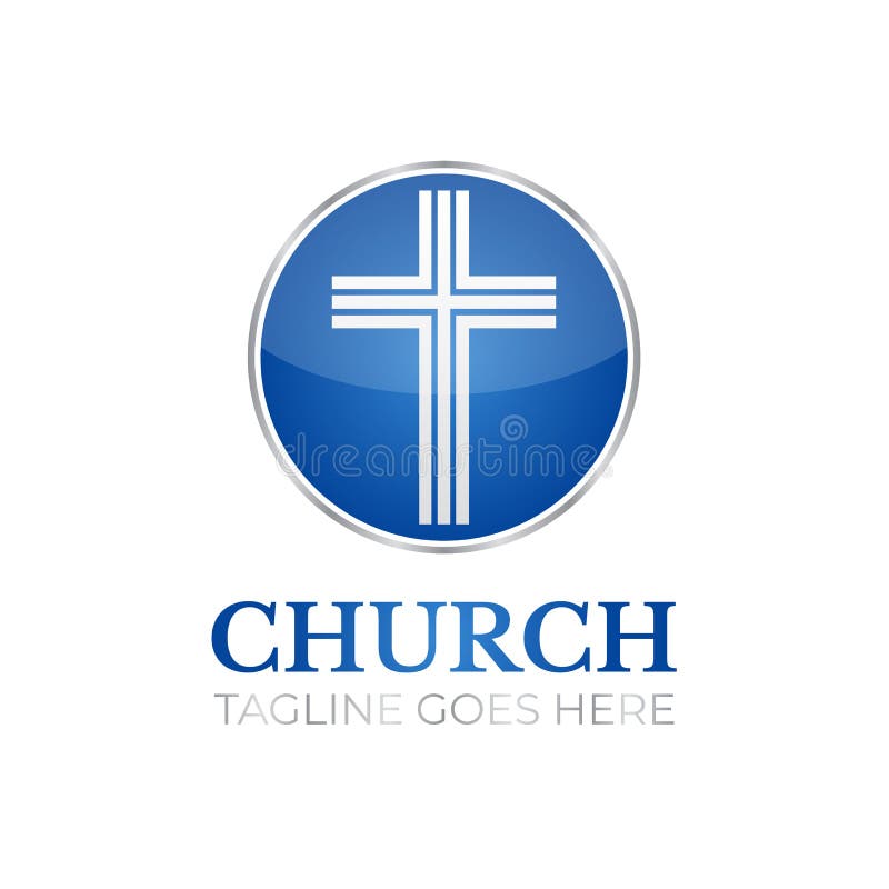 Christian Church Round Logo Design with Cross Stock Vector ...