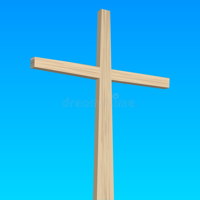 Christian Cross Against Blue Sky. 3D Vector Illustration Stock Vector ...