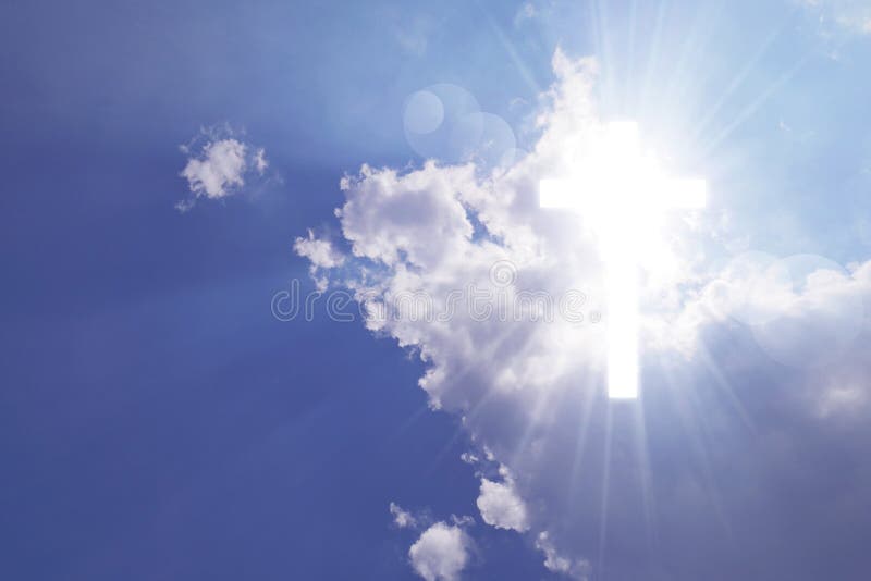 Christian Cross Appears Bright In The Sky Stock Photo - Image of ...