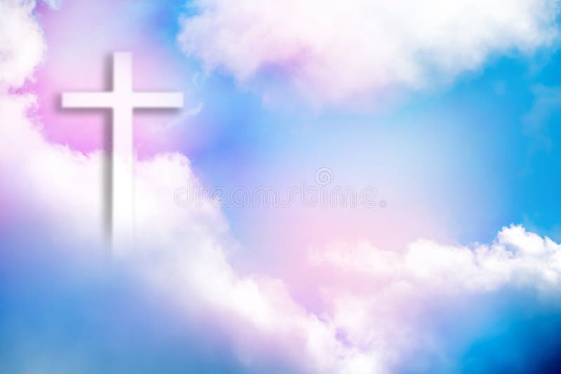 Christian Cross Appears Bright in the Sky Background Stock Photo ...